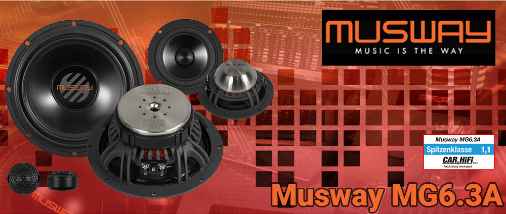 Musway MG6.3A High-end 3-veis kompsett. 6.5", 125W RMS, 4 Ohm. High-end 3-veis ...
